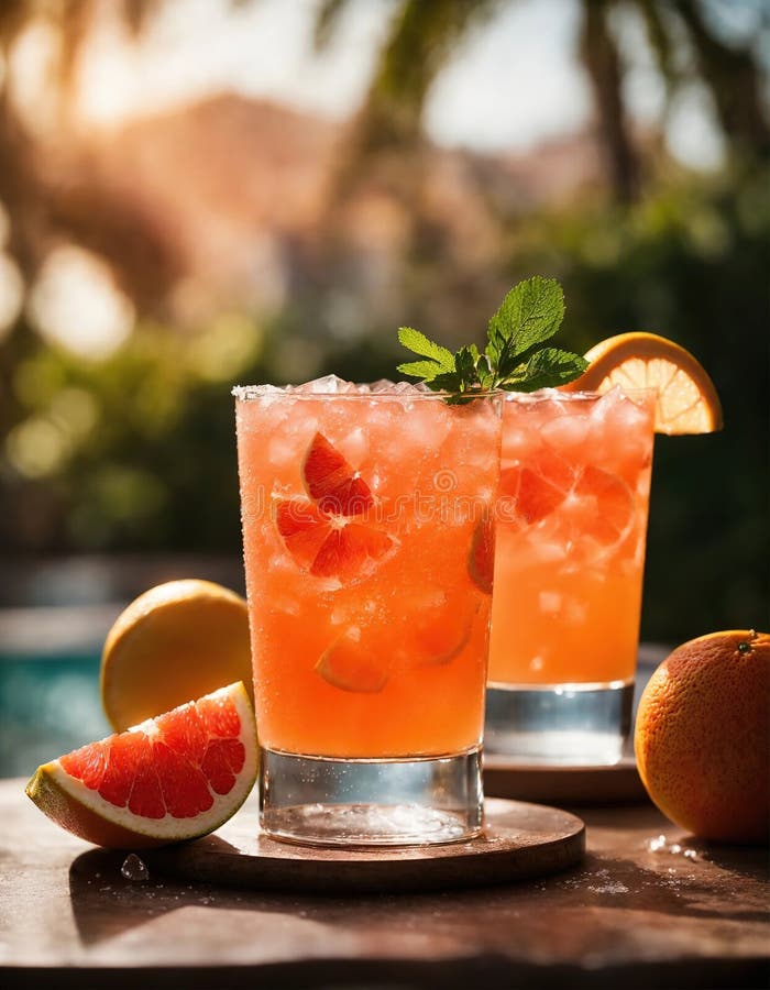 Alcoholic Cocktail with Grapefruit and Ice. Selective Focus Stock ...