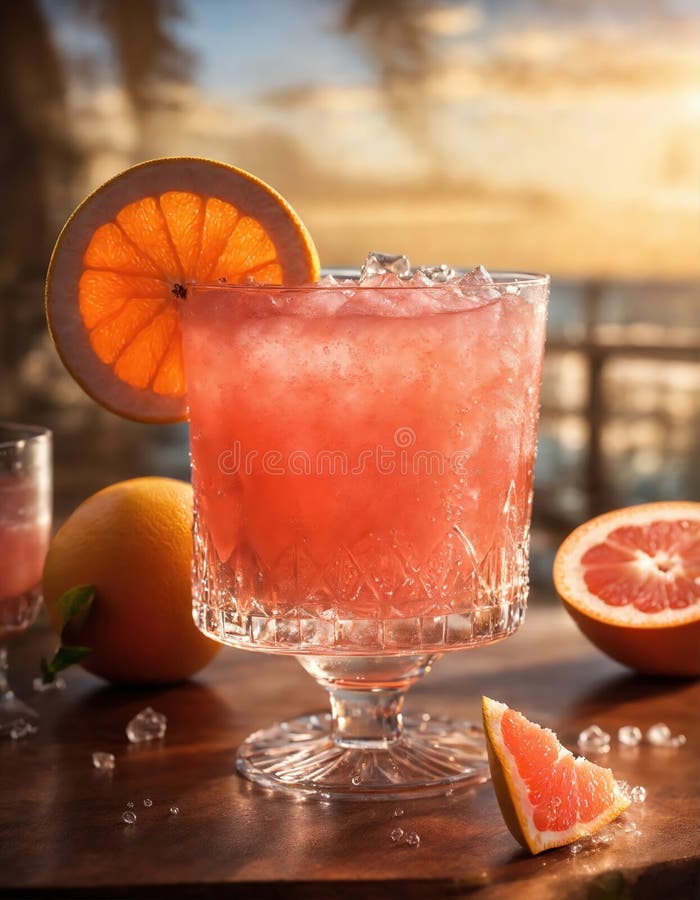 Alcoholic Cocktail with Grapefruit and Ice. Selective Focus Stock ...