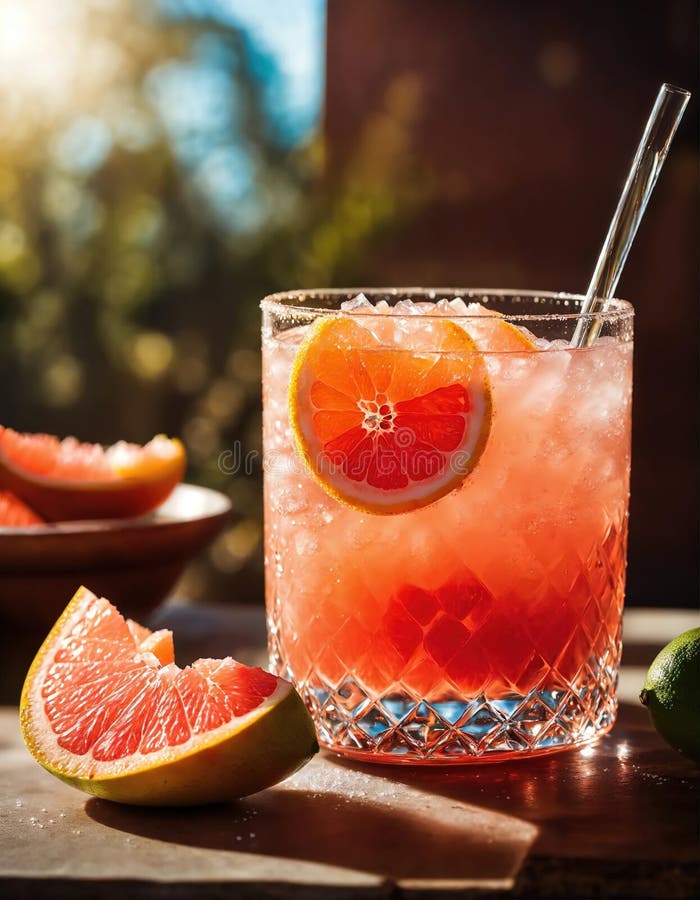 Alcoholic Cocktail with Grapefruit and Ice. Selective Focus Stock ...