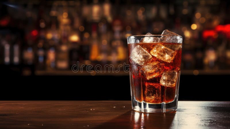 Alcoholic Cocktail with Ice on a Bar Counter Close-up Stock ...