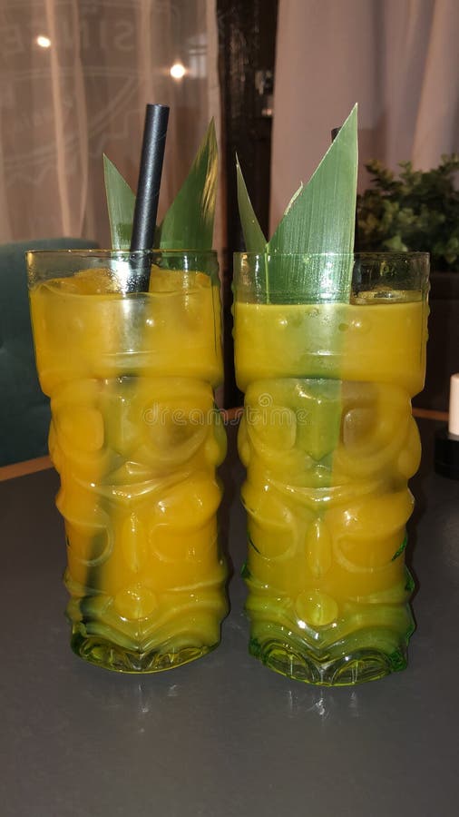 Alcoholic Cocktail with Mango and Peach Stock Image - Image of cafe ...