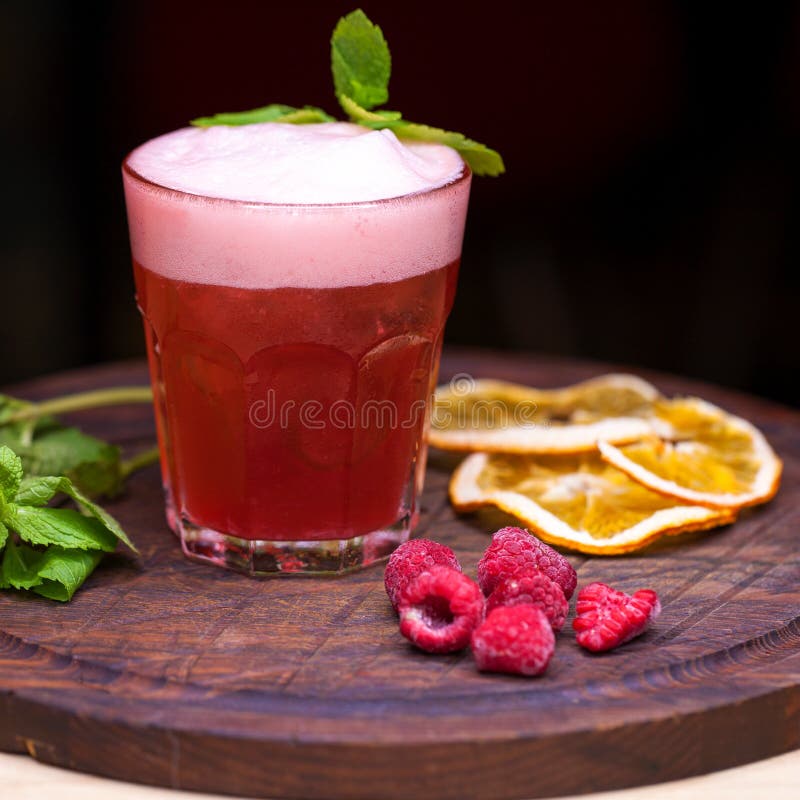 Alcoholic Cocktail with Raspberry Stock Photo - Image of fruit, healthy ...