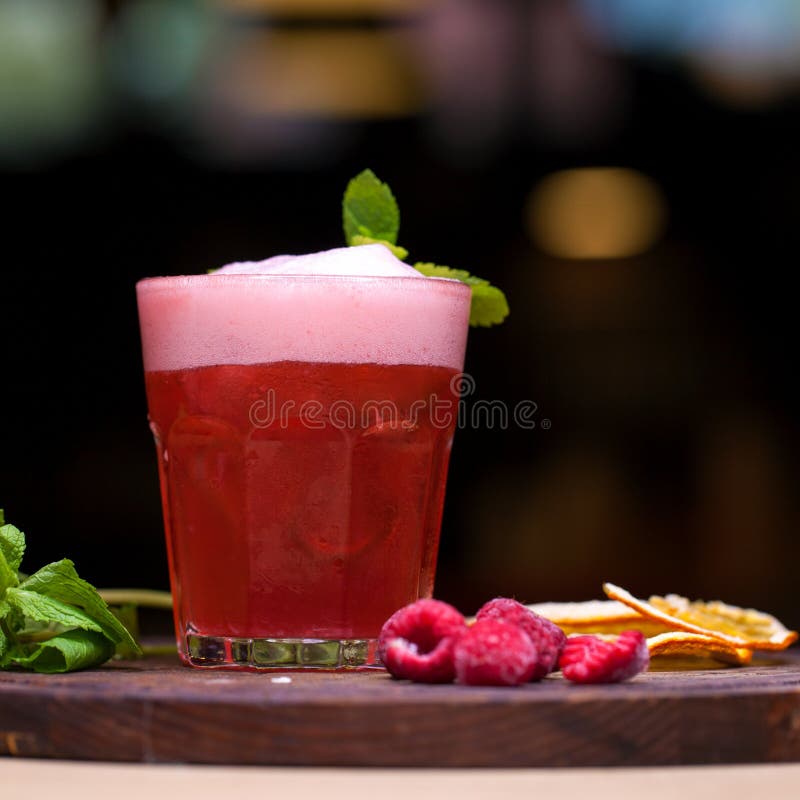Alcoholic Cocktail with Raspberry Stock Photo - Image of food, cooler ...