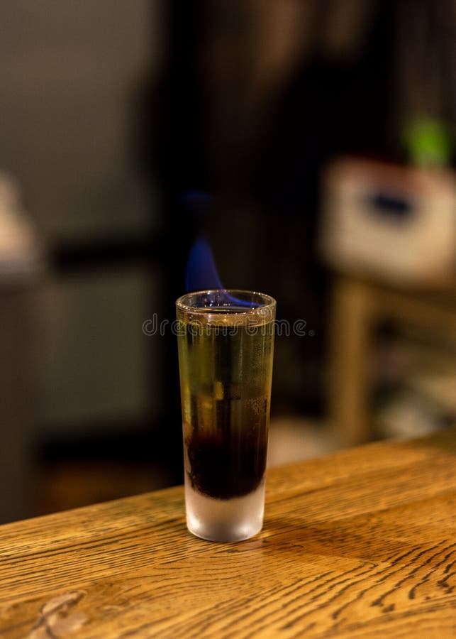Alcoholic Cocktail with Real Fire. Stock Photo - Image of nightclub ...