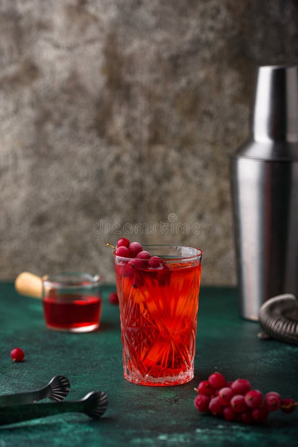 Alcoholic Cocktail with Red Currant Stock Image - Image of mixed, glass ...