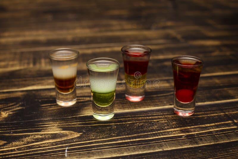 Alcoholic Cocktail Shot on Table Stock Image - Image of counter, summer ...