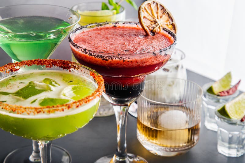 Alcoholic Cocktails and Drinks Compilation Stock Photo - Image of ...
