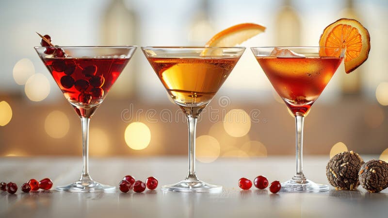 Alcoholic Cocktails in Glasses Standing on the Table Stock Photo ...