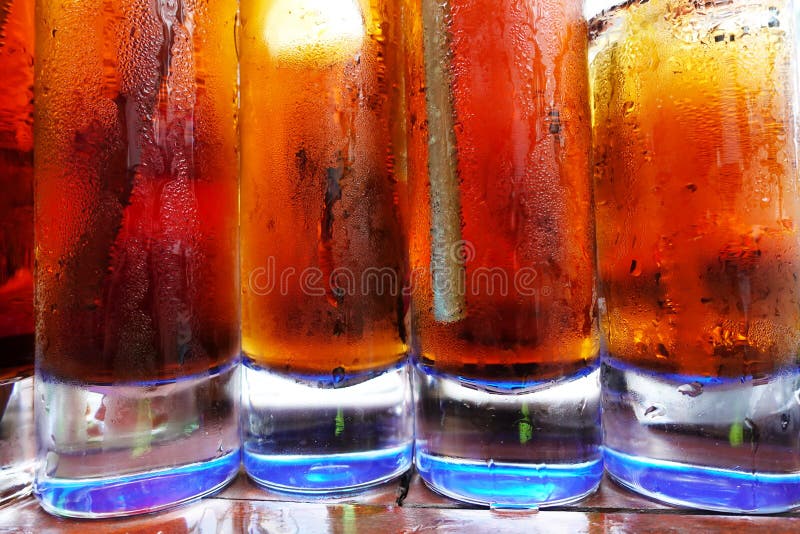 Alcoholic Cocktails with Ice and Cola, Refreshment for Hot Summer ...