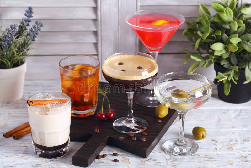 Alcoholic Cocktails in the Range Stock Photo - Image of cocktail, white ...