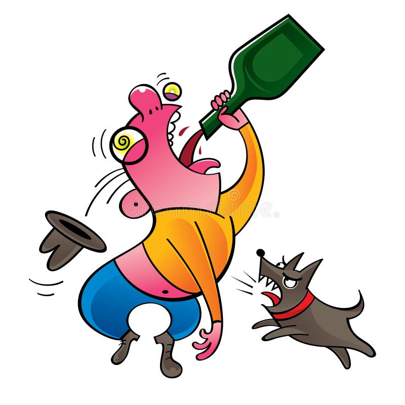 Illustration of Cartoon Drunk Dog with Alcohol Bottle Stock Vector ...