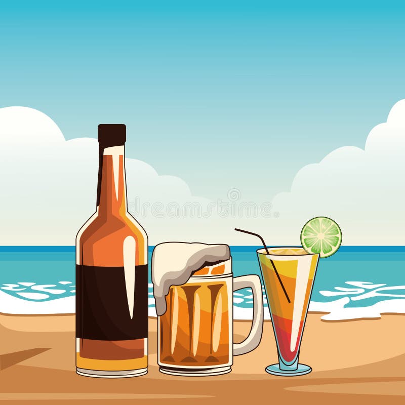 Alcoholic Drinks Beverages Cartoon Stock Vector - Illustration of ...