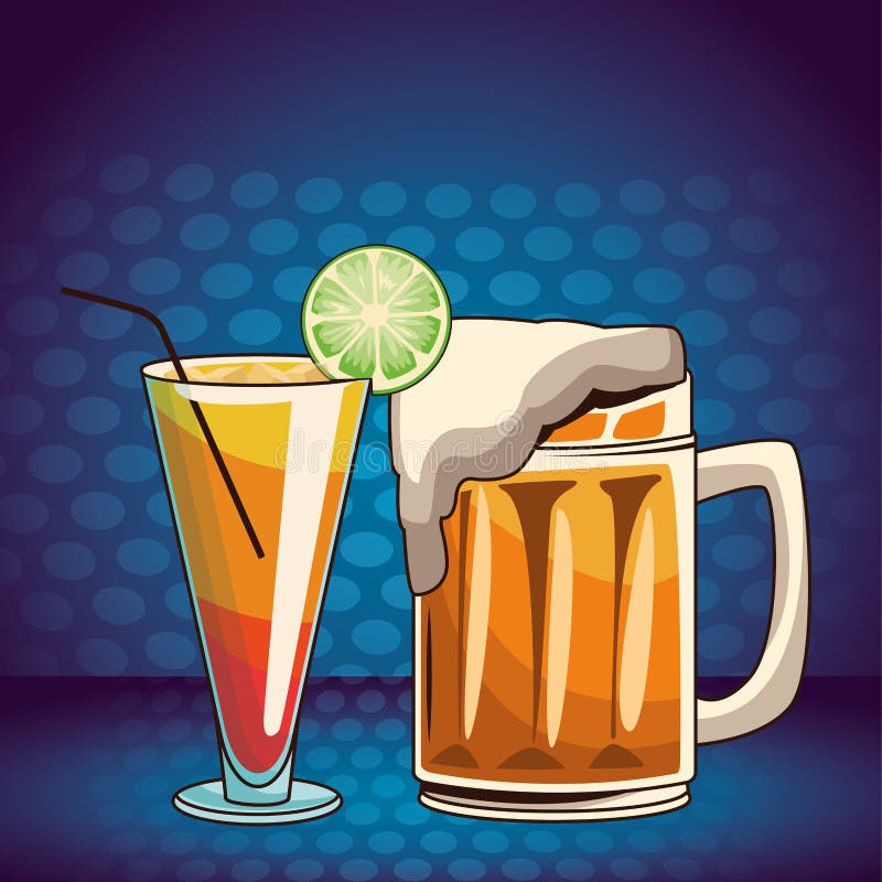 Alcoholic Drinks Beverages Cartoon Stock Vector - Illustration of lemon ...