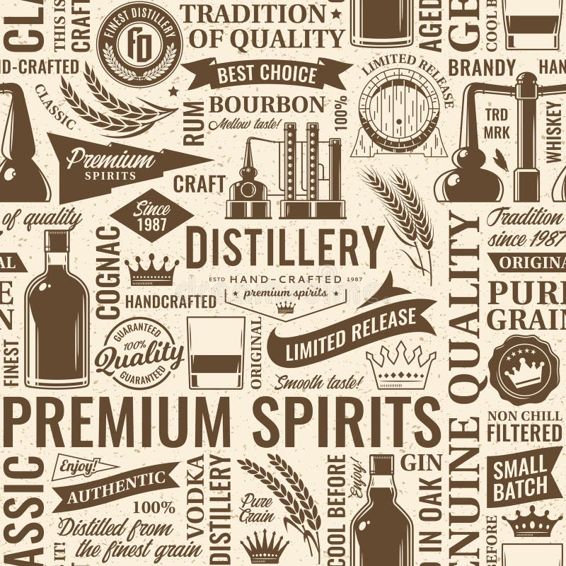 Alcoholic Drinks Seamless Pattern or Background Stock Vector ...