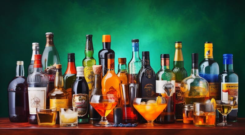 Alcoholic Drinks on the Table, Alcoholic Drinks on Abstract Background ...