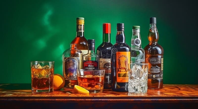 Alcoholic Drinks on the Table, Alcoholic Drinks on Abstract Background ...