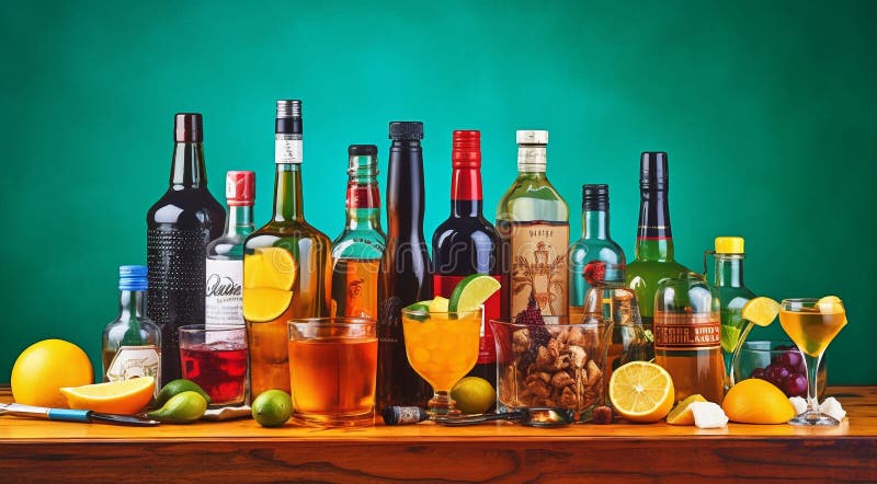 Alcoholic Drinks on the Table, Alcoholic Drinks on Abstract Background ...