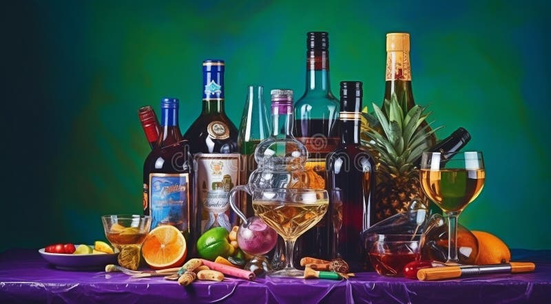 Alcoholic Drinks on the Table, Alcoholic Drinks on Abstract Background ...