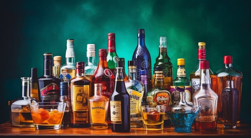 Alcoholic Drinks on the Table, Alcoholic Drinks on Abstract Background ...