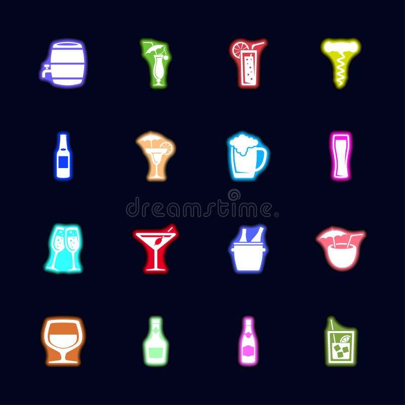 Alcoholic - Flat Vector Icons Stock Vector - Illustration of flat ...