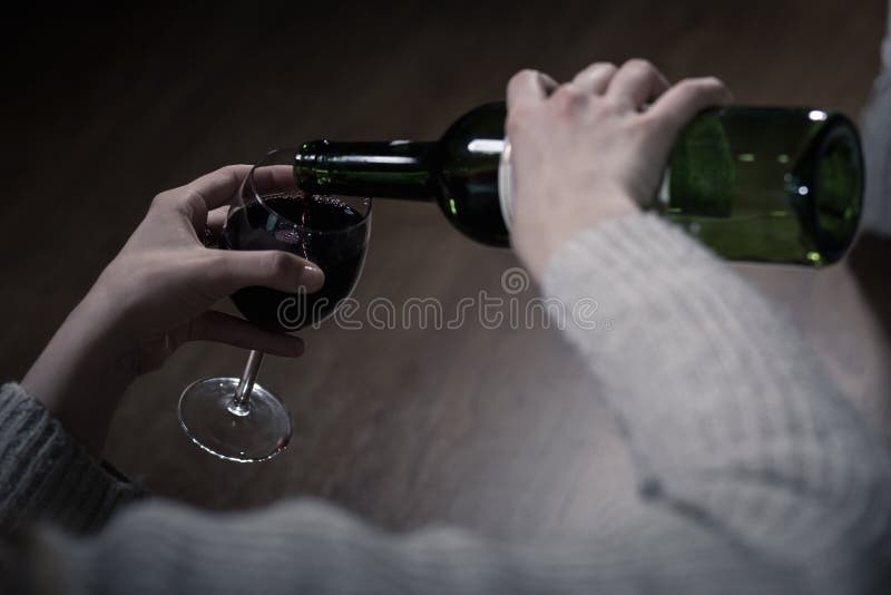 Alcoholic S Hands Pouring Wine Stock Image - Image of party, addiction ...