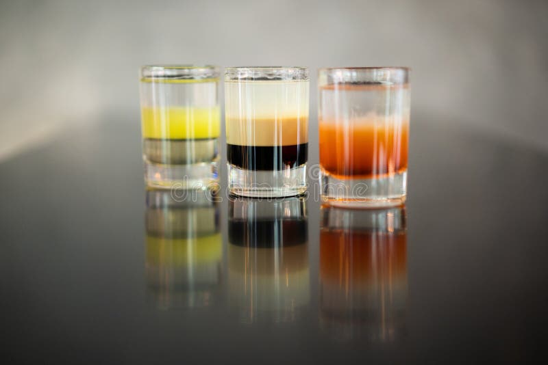 Alcoholic Shots at the Bar. Stock Photo - Image of color, elegant ...
