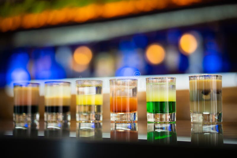 Alcoholic Shots at the Bar. Stock Photo - Image of cocktail, party ...