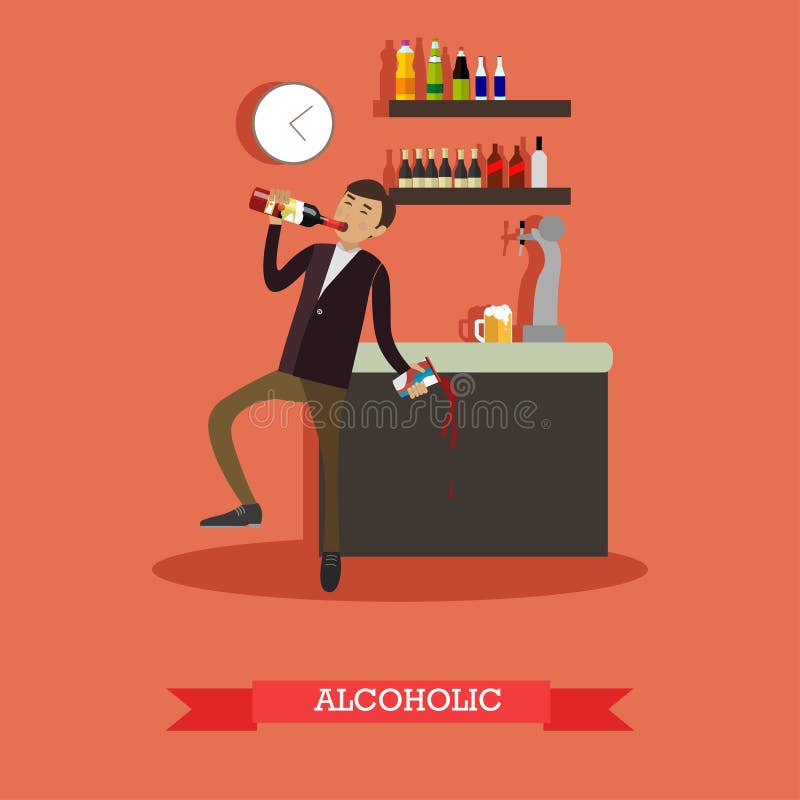 Alcoholic Vector Illustration in Flat Style Stock Vector - Illustration ...