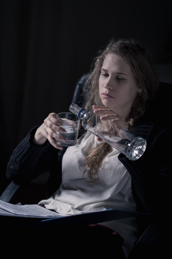Woman With A Row Of Vodka Shot Glasses Stock Image - Image of arranging ...