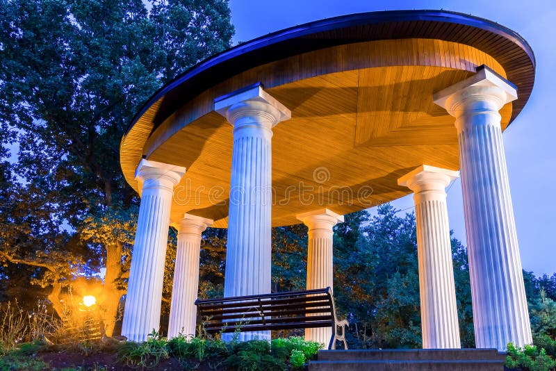 Alcove with white columns stock photo. Image of branch - 87627410