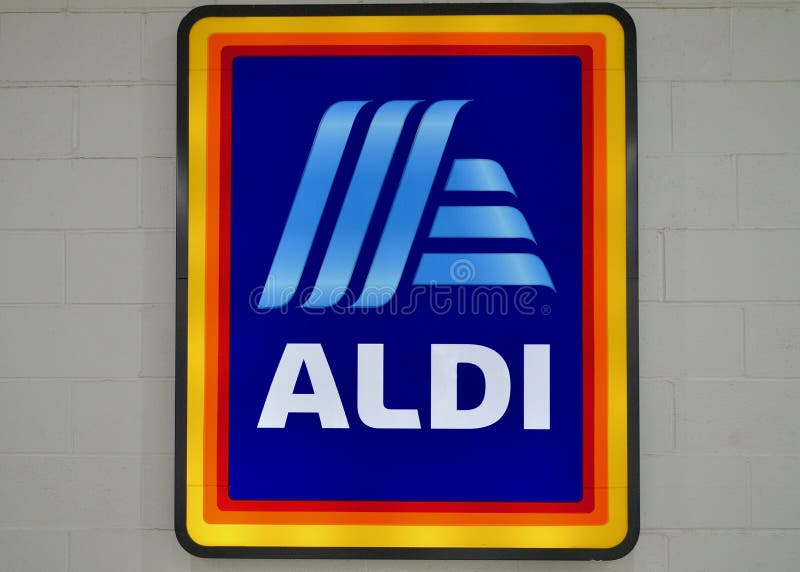 The Aldi Logo on the Wall of a Shopping Mall Editorial Stock Photo ...