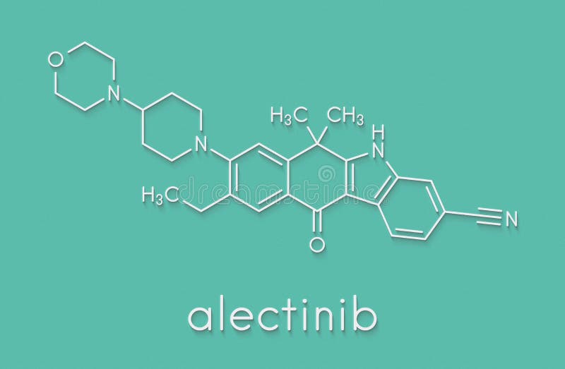 Alectinib Cancer Drug Molecule. Skeletal Formula. Stock Illustration ...