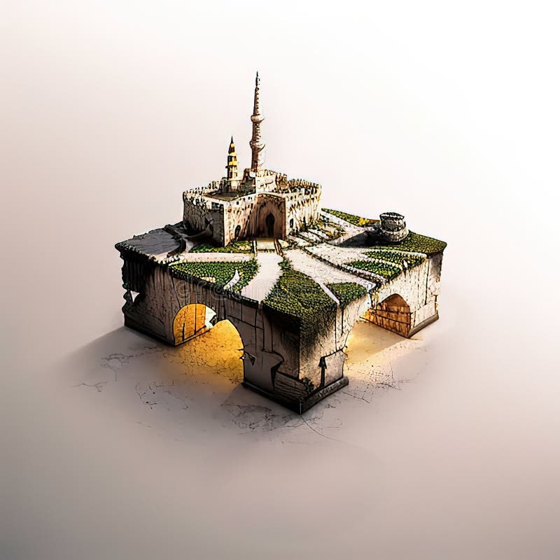 Aleppo, ?alab, Syria Microcity Model. Generative AI. Stock Illustration ...