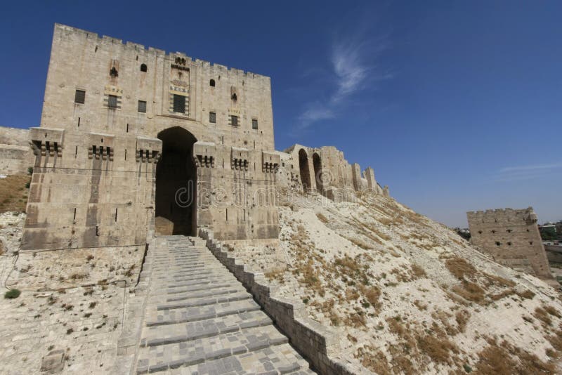 Aleppo Citadel entrance stock photo. Image of nusra, arab - 43244312