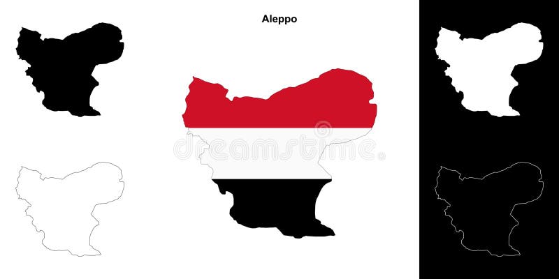 Aleppo outline map stock vector. Illustration of governorates - 356681218