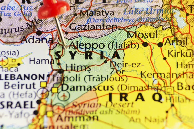 Aleppo Syria map stock photo. Image of marker, destination - 79929902