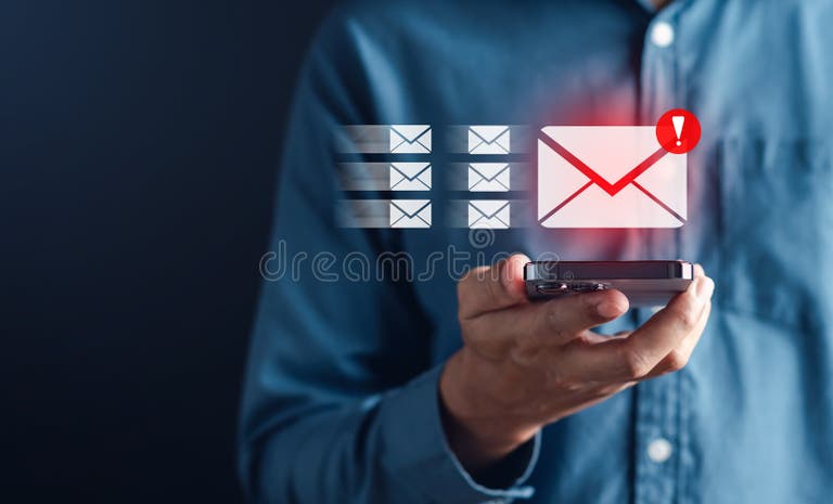 Alert Email Inbox and Spam Virus with Warning Caution for Notification ...