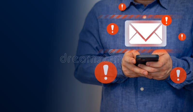 Alert Email Inbox and Spam Virus with Warning Caution for Notification ...