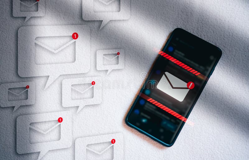 Alert Email and Spam Virus with Warning for Notification. Stock Image ...