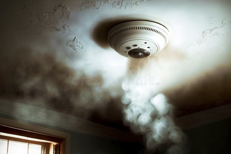 Alert and Fire Check Smoke Alarm Installed on Ceiling Stock ...