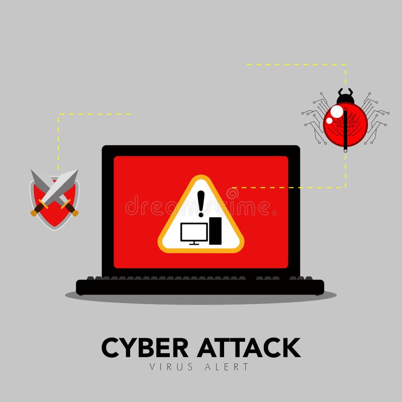Virus Alert Sticker on a Laptop. Cyber Attack Stock Vector ...