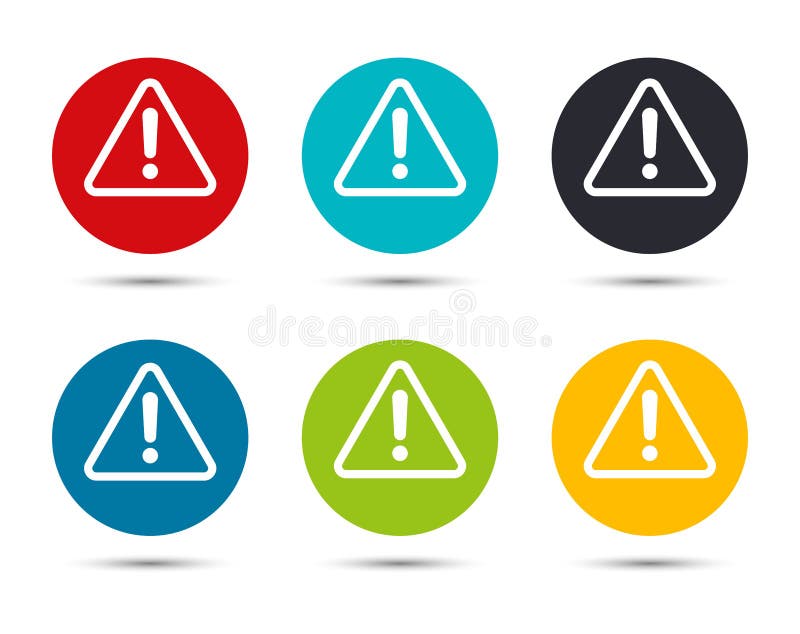 Alert Icon Flat Round Button Set Illustration Design Stock Vector ...