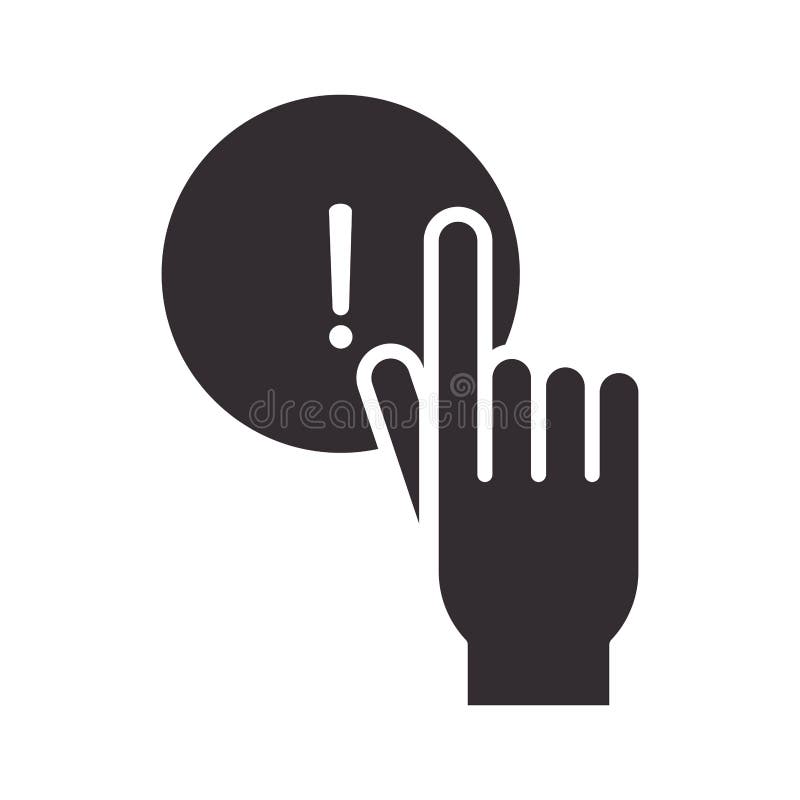 Alert Icon, Hand Cliking Warning Button, Attention Danger Exclamation ...