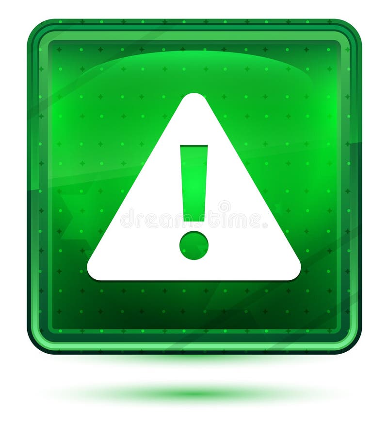 Alert Icon Neon Light Green Square Button Stock Illustration ...
