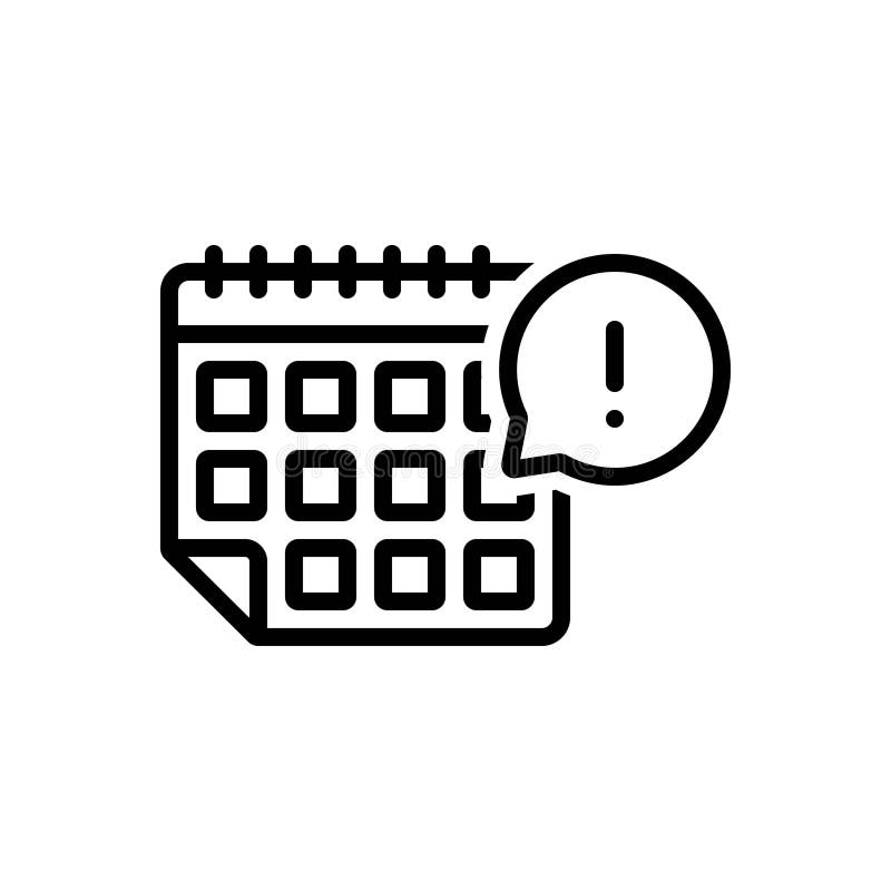 Black Line Icon for Alert, Notification and Calendar Stock Vector ...