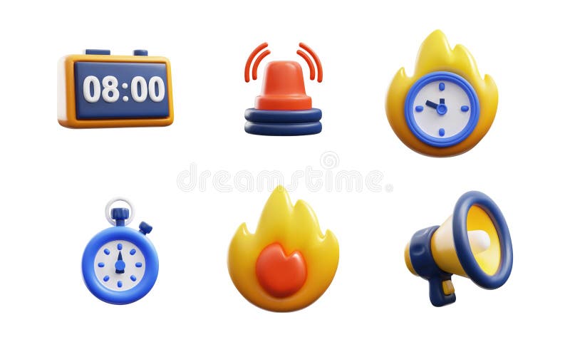 Alert Icons on Isolated Background. 3D Vector Illustration. Stock ...