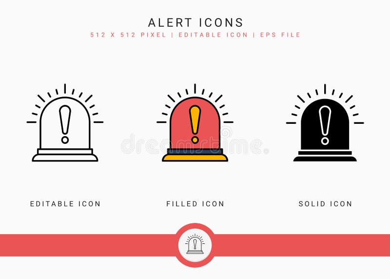 Alert Icons Set Vector Illustration with Solid Icon Line Style ...