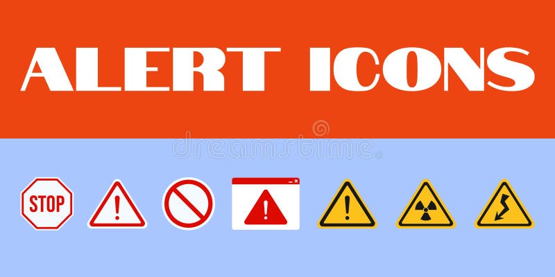Alert Icons Set Vector. Warning Signs Vector Icons Stock Vector ...