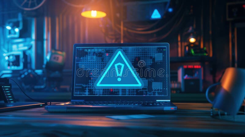 The Alert on the Laptop. AI Generated Stock Image - Image of neon ...