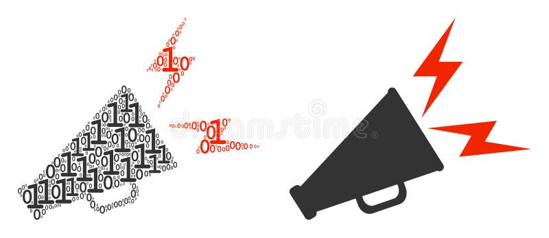Alert Megaphone Mosaic of Binary Digits Stock Vector - Illustration of ...